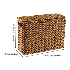 FONDOTIN Magazine Basket with Lid Woven Storage Basket Decorative Wall Corner Sofa Edge Container