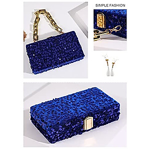 square Sequins Cocktail Wedding Engagement Handbag Evening Bag Purse Clutch Pouch7.09' x 3.94' x 1.97'(inch) (Blue)