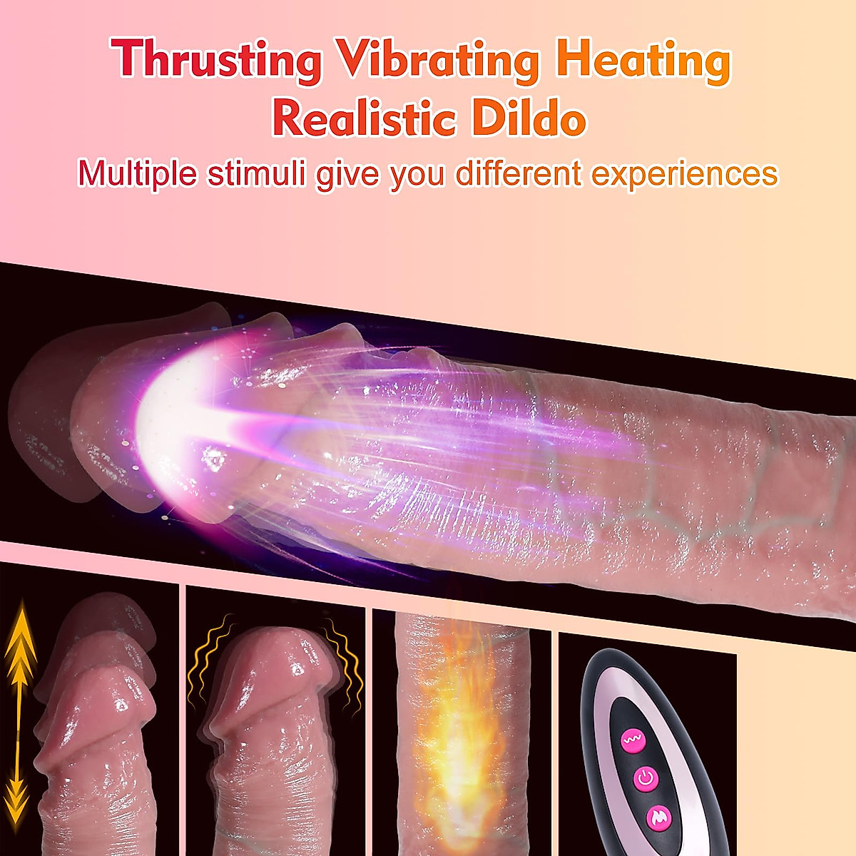 Thrusting Dildo Vibrator Sex Toys - 8.7" Realistic Silicone Penis Remote Control Heated Dildos Anal G Spot Vagina Stimulator with 7 Telescopic & Vibration Modes, Adult Female Sex Toy & Games for Women