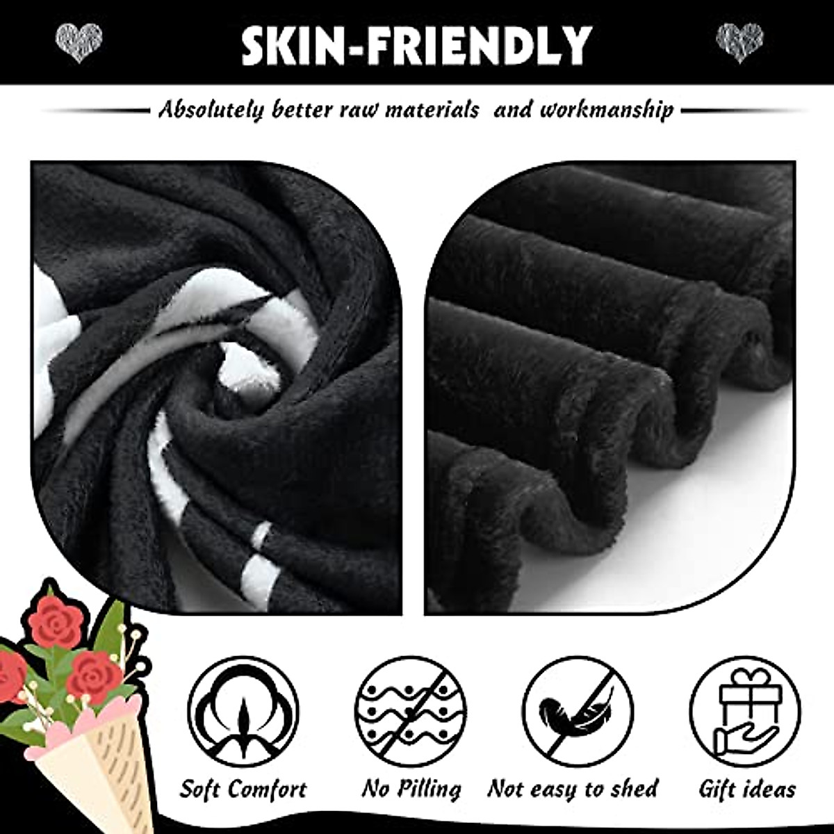 Redbaker Mr and Mrs Black and White Stitching Blanket Honeymoon Just Married Blanket Bride and Groom Gift Wedding Blanket for Couples Summer Air Conditioning Room Christmas Valentine's Day Gift