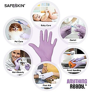 SAFESKIN Nitrile Disposable Gloves Pack of 50, Light Duty, Large Size, Powder Free - Food Handling, First Aid, Hair Coloring