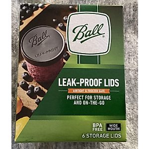 Ball Wide Mouth Storage Lid Leakproof 6 pk, Black, Airtight, Freezer Safe, Dishwasher Safe & BPA Free (4)