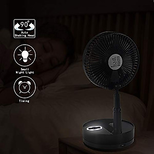 Upgraded Oscillating Fan Height Adjustable Folding and Portable Fan Rechargeable Battery Operated Fan with 4 Speeds Strong Wind for Home Office Travel, Camping, Battery Powered Fan 10800mAh(8.5-33.5h)