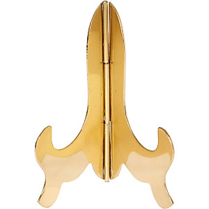 Bard's Hinged Brass Plate Stand, 5" H x 4" W x 2.75" D (For 5" - 7.5" Plates)
