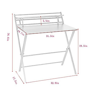 NDGDGA Gaming Desk, Writing Computer Desk, Home Office Writing Table, Folding Laptop Table for Home Study Office, Notebook Desk Desktop, Gamer Workstation (White, 31.5 x 19.7 x 28.5 inches)