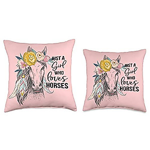 Girls Horse Gifts and Shirts by Southerngal Pretty Cowgirl Gift for Girls Who Love Horses Boho Western Throw Pillow, 18x18, Multicolor