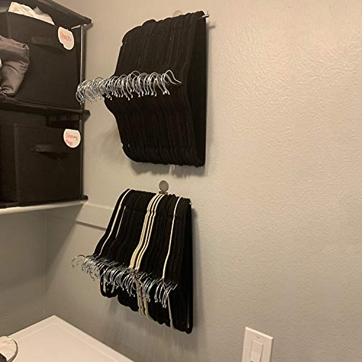 Clothes Hanger Organizer Stacker Storage Holder Rack for Closet and Laundry Room Tidier, Wall Mount, Adhesive or Drilling Installation, Stainless Steel
