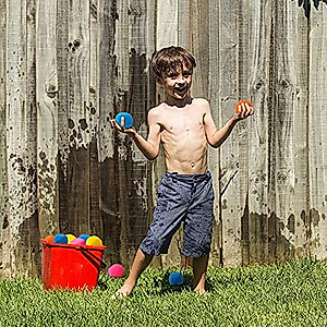 beetoy Sponge Balls for Water Fights 48 Reusable Water Balloons Water Balls Highly Absorbent Cotton Water Sponges Fight with Mesh Bag Water Toys for Pool Parties Trampoline Sprinklers and Summer Fun