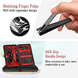 Manicure Set Pedicure Kit Nail Clippers - Professional Grooming Kit High Precision Stainless Steel Nail Cutter Nail File Sharp Nail Scissors and Clipper Fingernails with Portable stylish case (Black)