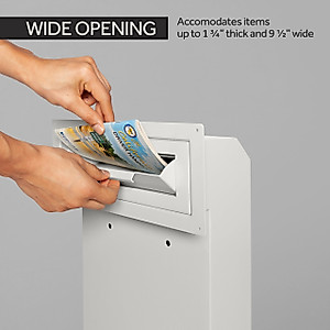 Durabox Through-The-Door Drop Box Deposit Safe 12 x 6 x 15 - Heavy Duty Steel Mailbox with Lock for Receiving Mail, Checks, Letters, Cash and More for Home, Office and Commercial Use (D500) (Gray)