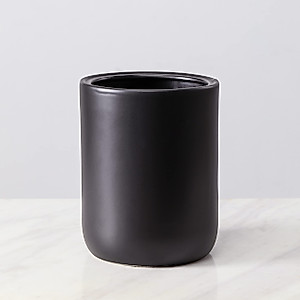 Motifeur Bathroom Wastebasket - Ceramic Decorative Trash Can (Black Marble Look)…