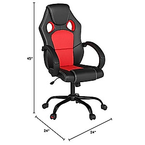 Office Chair PC Gaming Chair Cheap Desk Chair Ergonomic PU Leather Executive Computer Chair Lumbar Support for Women, Men (Black)