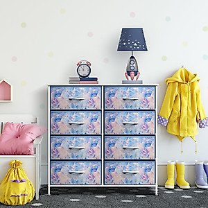 Sorbus Dresser with 8 Drawers - Furniture Storage Chest Tower Unit for Bedroom, Hallway, Closet, Office Organization - Steel Frame, Wood Top, Easy Pull Fabric Bins (8-Drawer, Blue)