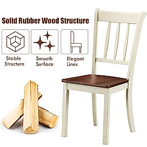 Giantex Solid Wood Dining Chairs Set of 2, Farmhouse Armless Kitchen Chair with Rake Back, Wooden Whitesburg Dining Room Chairs