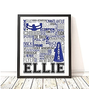 PrintChicks - Cheerleading Personalized Typography Print - Cheer Art Poster Decor for Girl's Room Cheerleader Gift