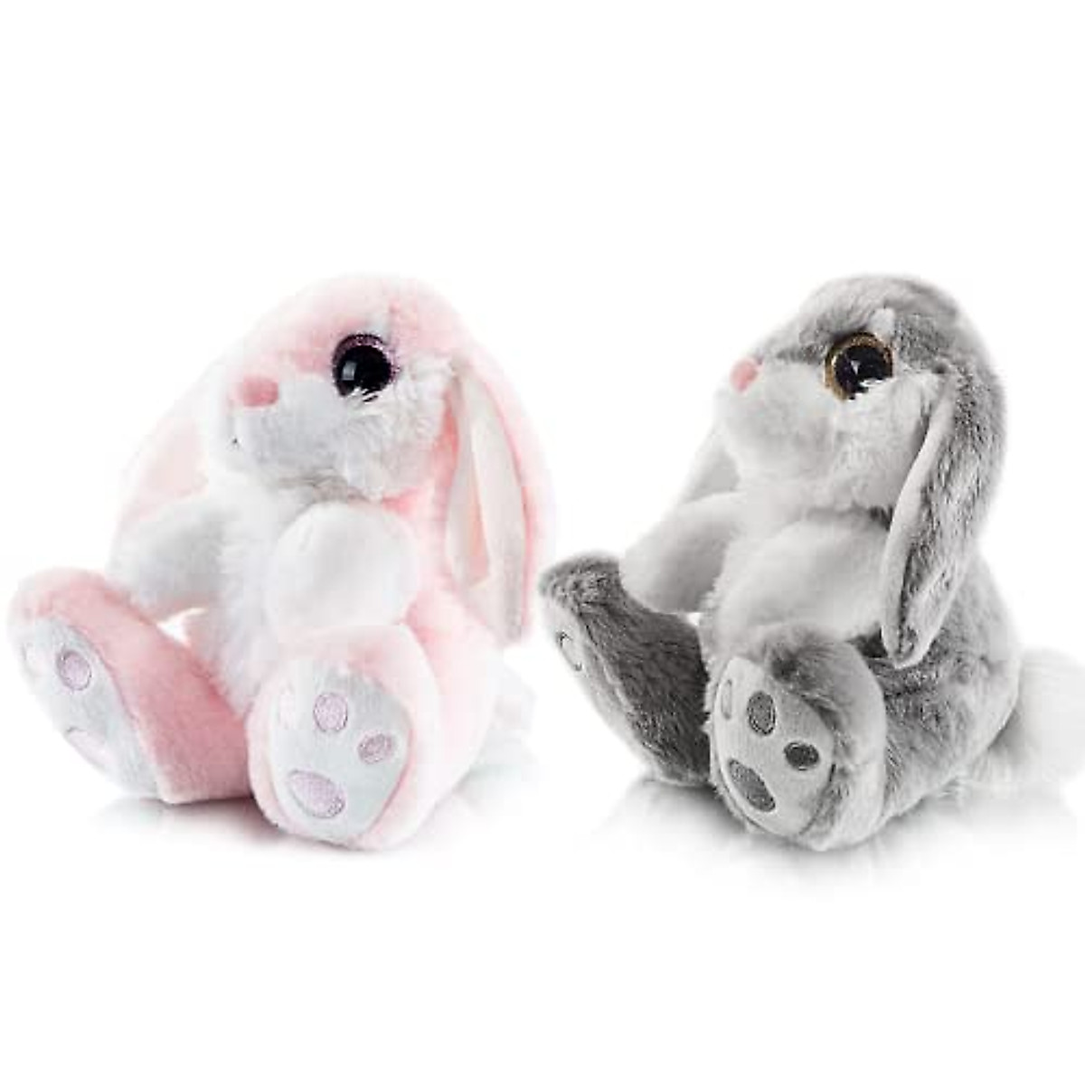 My OLi Bunny Rabbit Stuffed Animal Plush Bunny 7" Easter Stuffed Bunny with Floppy Ear 2 Pack Plush Rabbit Bedtime Friend Plush Toy Gifts for Girls Boys Kids, Gray & Pink