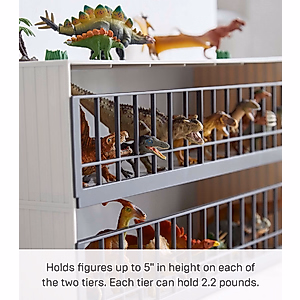 Yamazaki Home Two-Tier Toy Dinosaur and Animal Display Storage Rack, Childrens' Toy Bin Organizer Box, Plastic, Stackable, No Assembly Req.