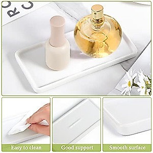 2 Pcs Bathroom Counter Tray Ceramic Vanity Tray Rectangular Bathroom Trays Soap Tray White Sink Trays Cosmetics Holder for Bath Kitchen Home