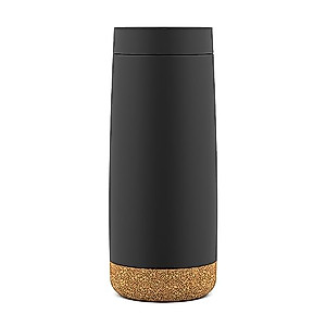 Ello Cole 16oz Vacuum Insulated Travel Coffee Mug with Leak-Proof Slider Lid and Built-in Coaster, Keeps Hot for 5 Hours, Perfect for Coffee or Tea, BPA-Free Tumbler, Black