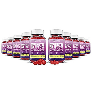 Justified Laboratories (10 Pack) Keto Flow ACV Gummies 1000MG with Pomegranate Juice Beet Root B12 600 Gummys