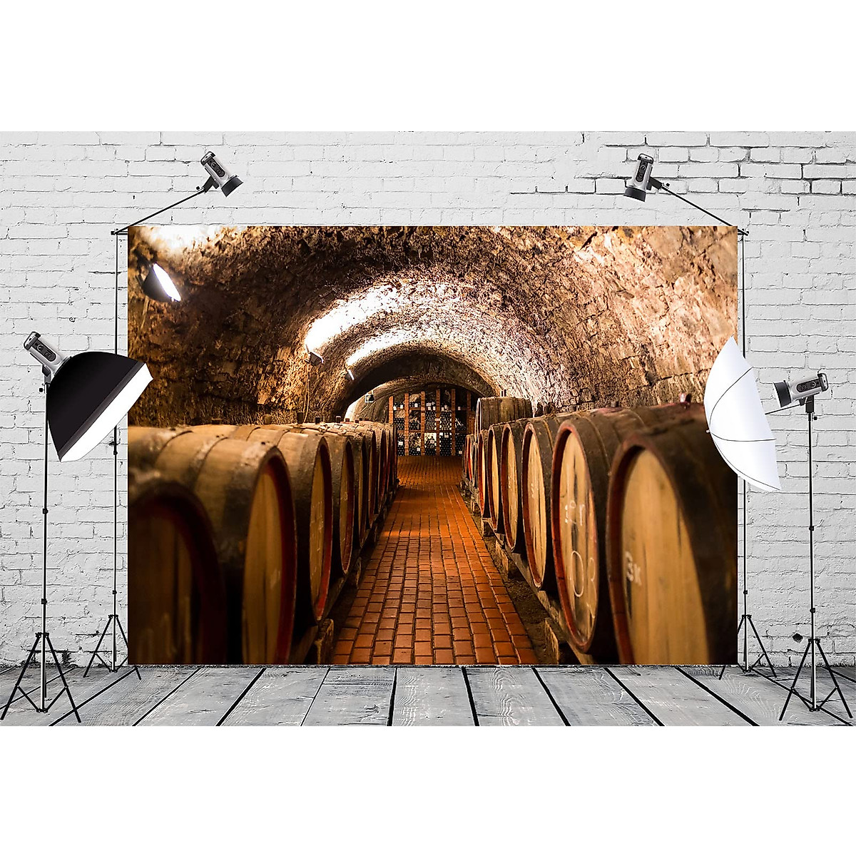 BELECO 10x8ft Fabric Vintage Wine Cellar Backdrop Old Winery Wine Barrels Underground Wine Cellar Storage Room Background Bar Club Pub Scene Background Men Adults Portrait Photoshoot Studio Props