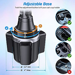 WixGear Cup Tablets Holder for Car, Car Cup Holder Tablet and Phone Mount Adjustable Automobile Cup Holder Smart Phone Cradle Car Mount (New & Sturdy Design)