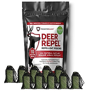 Deer Repel Deer Repellent Plants Pouches - Stop Deer and Rabbits Eating Plants Trees Gardens and Vegetables - 10 Pack Lasts 12 Months - All Natural Ingredients