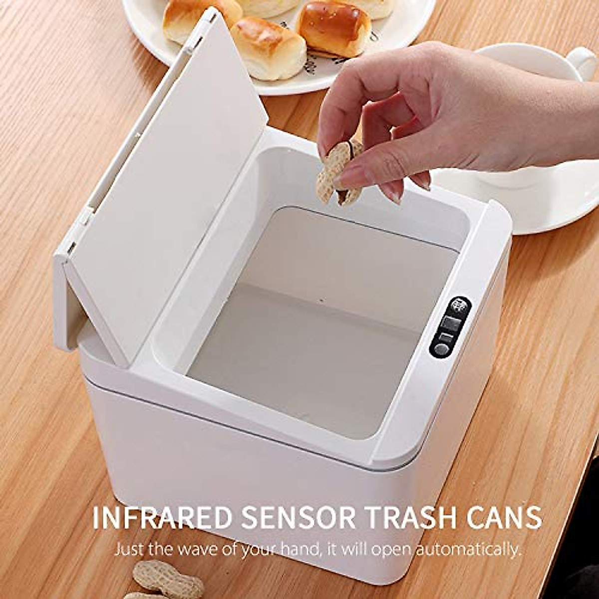 WENLII 4L/6L Touch-Free Trash Cans USB Rechargeable Smart Trash Bin Motion Sensor Automatic Garbage Can Waste Bins (Color : D, Size : 6L)