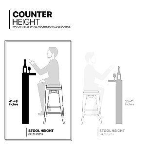 MoNiBloom 30 Inch Bar Stools, Set of 4 Vintage Patio Furniture Indoor Outdoor Stackable Kitchen Stools Dining Chair, Red