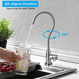 2024 Update Kitchen Water Filter Faucet with Flexible Gooseneck, Lead-Free Drinking Water Faucet Safety for Water Filtration Systems or Reverse Osmosis Systems, Stainless Steel Beverage Faucet