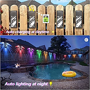 Aulanto Solar Fence Lights, 4 Pack Waterproof Solar Wall Lights with RGB & Warm White Mode, Backyard Decorative Garden Lights with Auto On/Off, Perfect for Fence, Backyard, Garden, Front Door, Patio.