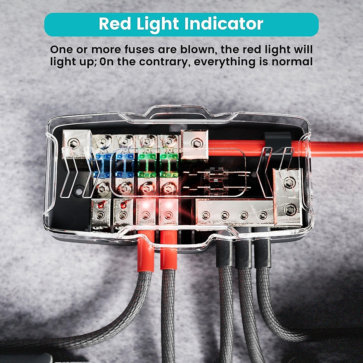 NuIth 150 AMP Car Protection Stereo Switch Fuse + 2 Way in 4 Way Out Fused Distribution Block with Red LED Indicator