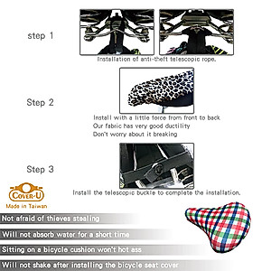 COVER-U Colorful Bicycle Seat Cover, Water-Repellent Exercise Bike Seat Cushion Cover Made of Polyester Fiber, Not Absorb Heat & Dust-Free Saddle Cover for Outdoor Biking (Simple Flower)