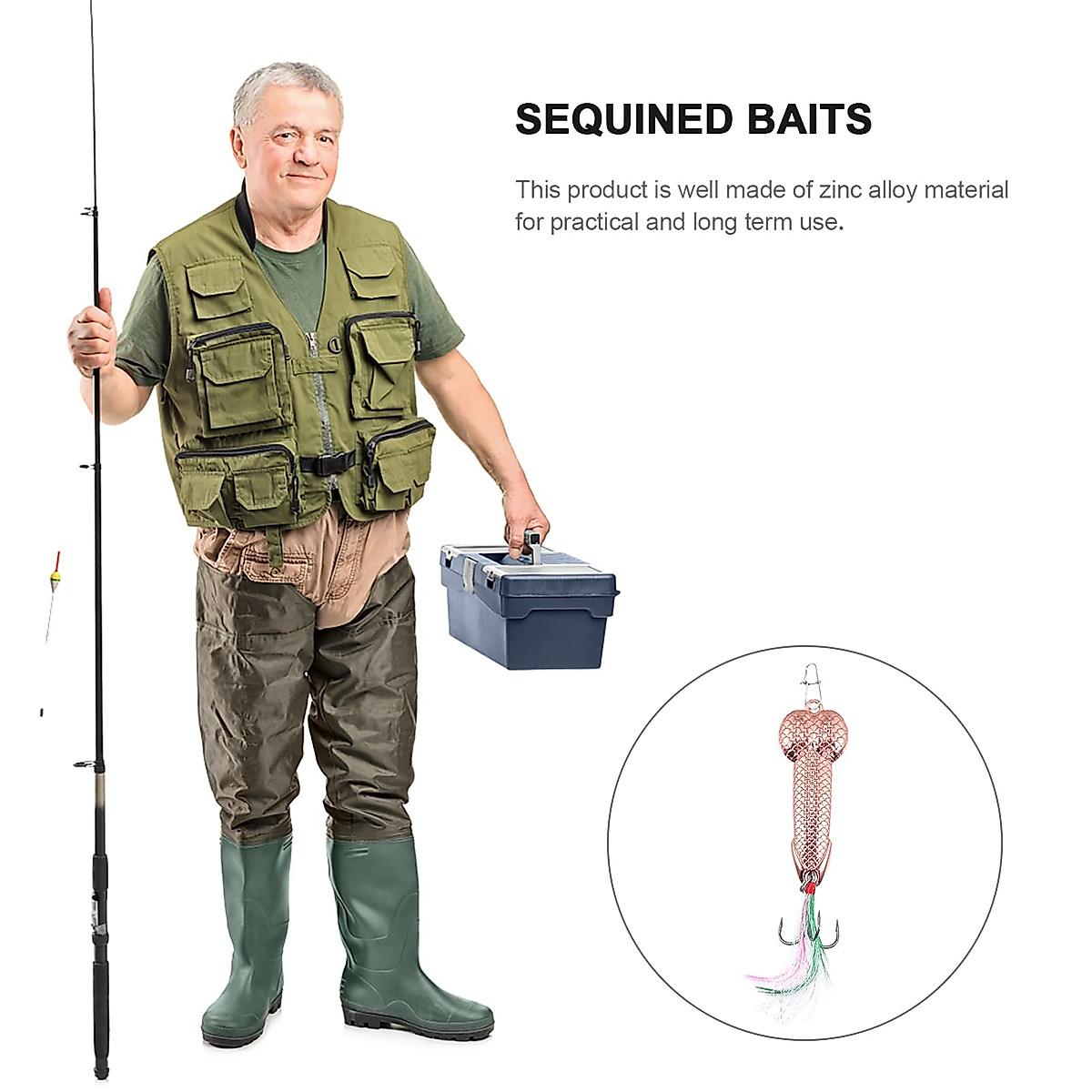 NUOBESTY Fishing Tackle 1 Pc Simulation Metal Fishing Bait Lifelike Lures Fishing Bait with Hooks Artificial Water Lures Fishing Tool Bait Treble Hook Swimbaits Hook Freshwater Zinc Alloy