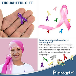 PinMart Awareness Enamel Lapel Pin – Nickel Plated Hope Ribbons Pin – Cancer Prevention Support and Awareness Ribbons – Jewelry Brooch Pin with Secure Clutch Back