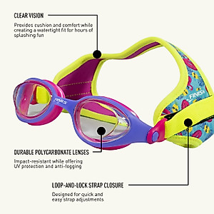 FINIS DragonFly Goggles - Kids Swim Goggles for Ages 4-12 with UV Protection, Buoyant Neoprene Strap, and Durable Lenses - PVC- and Latex-Free - Flamingo