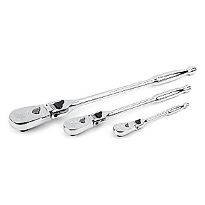 GEARWRENCH 3 Piece 1/4", 3/8" and 1/2" Drive 84 Tooth Locking Flex Head Teardrop Ratchet Set - 81276A-07