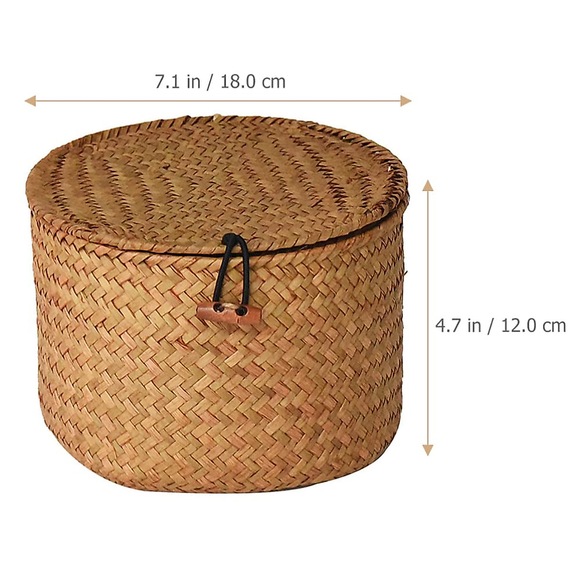 STOBAZA Wicker Storage Basket Round Storage Basket Desktop Sundries Organizer Lidded Basket Bin Gifts Basket Snacks Candy Container Toilet Paper Roll Box for Home Office Bedroom Centerpiece Tray