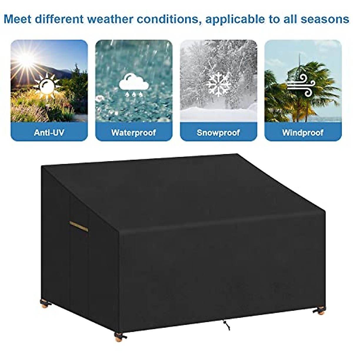 VANSHEIM Outdoor Loveseat Covers Waterproof Patio Couch Covers for Outdoor Furniture Patio Couch Cover Outdoor Sofa Covers for Patio Furniture Heavy Duty Polyester Outdoor Bench Cover 63"x39"x24"/35"