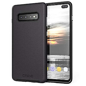 Crave Dual Guard Galaxy S10+ Case, 6.4-inch Shockproof Bumper Protection - Black