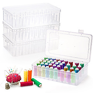 Mezchi 4 Pack 42 Slots Embroidery Thread Organizer, Clear Plastic Thread Spool Holder, Sewing Thread Storage for Embroidery and Sewing Threads