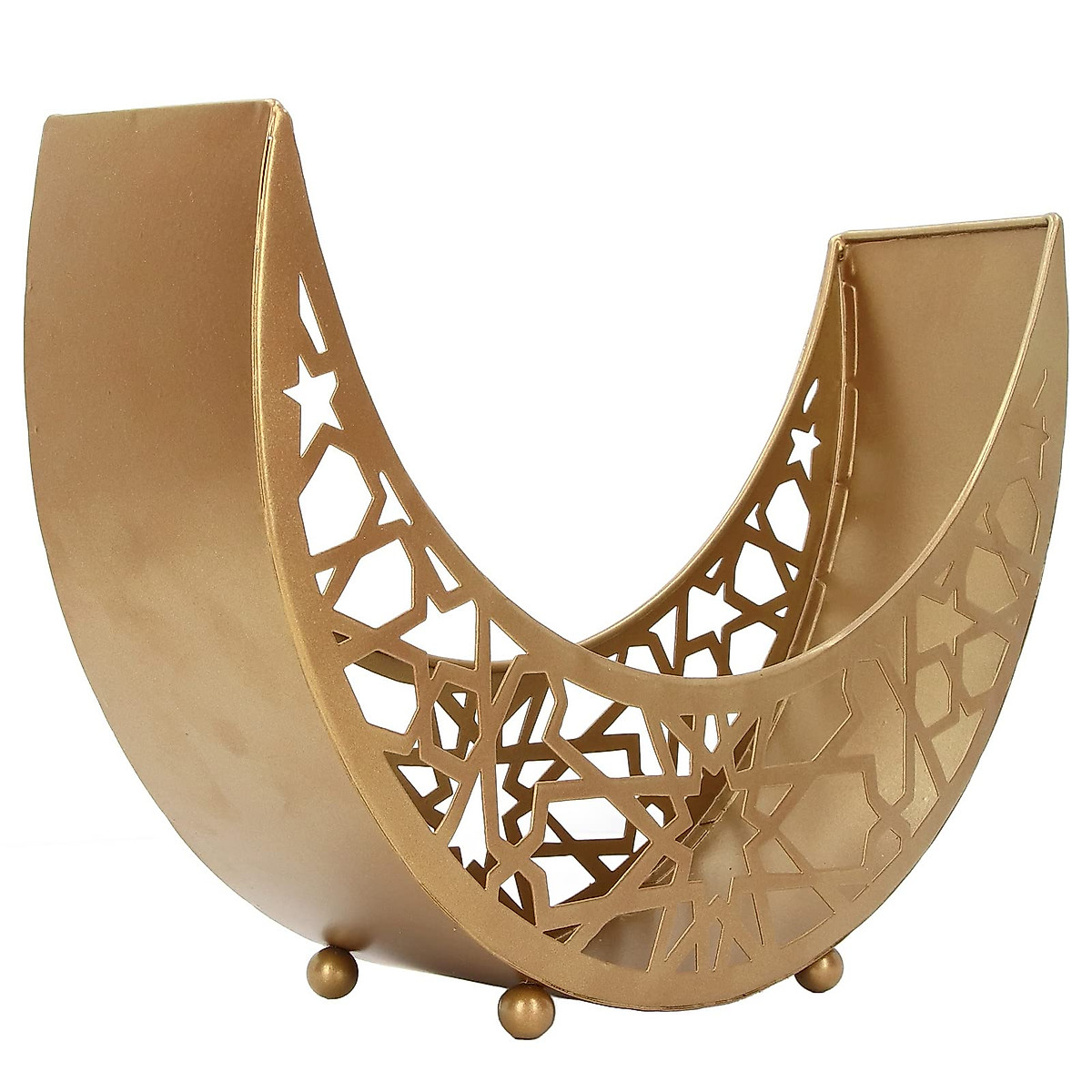 Ramadan Tray Moon Shape Large Capacity 11.8x8.3x3.1in Decorative Iron Serving Tray for Islam Muslim Eid Holiday for Muslim Party Festival Table Decor