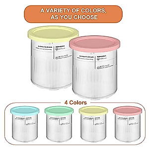 Zomixzo NC500 Ice Cream Pint Containers and Lid Compatible with Ninja Creami NC501 NC500 Series Deluxe Ice Cream Maker, 24 oz Cream Pint Containers, 6 Pack (Pink/Green/Yellow/Blue)