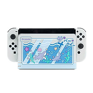 GeekShare Anti Scratch Switch OLED Dock Cover- Hard Faceplate Sleeve Pad for Switch OLED Dock- DIY Replacement Shell Compatible with Switch OLED Dock - Shark Party (for Switch OLED Model)