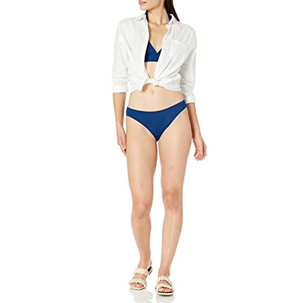 Amazon Essentials Women's Classic Bikini Swimsuit Bottom, Deep Blue, Small