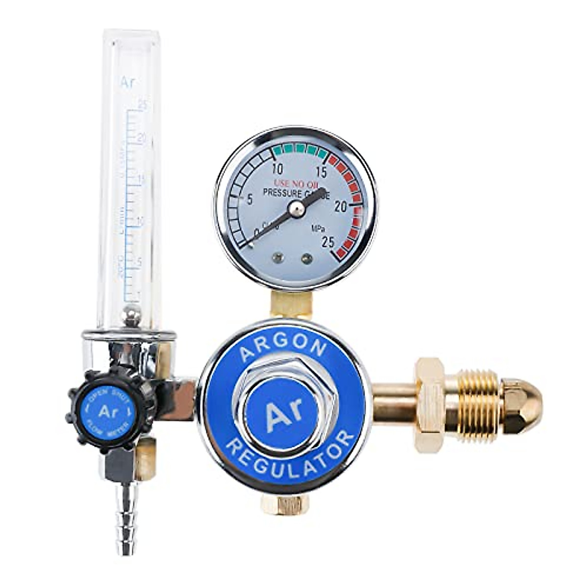 Argon Regulator CO2 Regulator Gas Welder Welding Regulator with Flowmeter 0-25 L/MIN and 0-25 MPA Pressure Gauge CGA580 Inlet Connection for TIG Welder MIG Welding