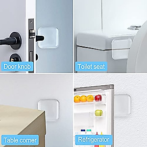 6 PCS Door Stopper Wall Protector, Transparent Square Door Knob Wall Shield, Soft Rubber Door Handle Bumper with Strong Self Adhesive, Thickened Door Bumpers for Walls (4 CM/Square, Clear)