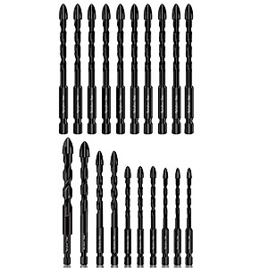 【 New Type】Mgtgbao Concrete Drill Bit Set, 20pcs Masonry Drill Bits Set Carbide Tip for Glass, Brick, Tile, Concrete, Plastic and Wood with Size 3/16” (5mm),1/4” (6mm), 5/16” (8mm),3/8” (10mm), 1/2”