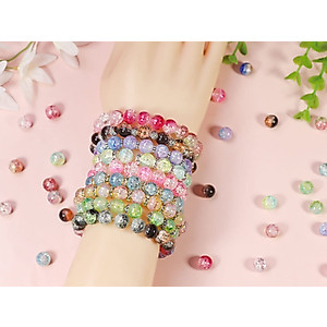 10mm Crackle Glass Beads for Jewelry Making 600pcs Assorted Panited Handcrafted Round Beads for Bracelet Lampwork Smooth Loose Beads Spacer Necklace Earring & DIY Crafts Beads Supplies