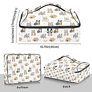 Kcldeci Insulated Thermal Food Carrier Insulated Casserole Carrier for Hot or Cold Food,Cute French Bulldog Insulated Tote Bag for Potluck Cookouts Parties Picnic,Lasagna Lugger